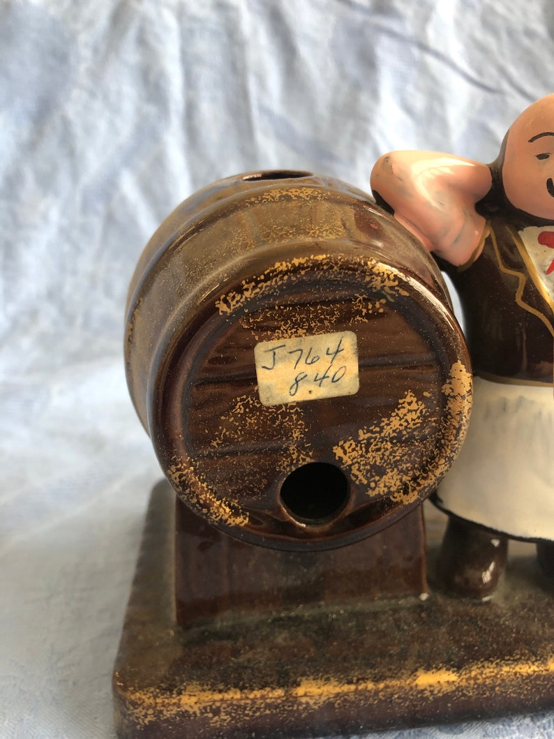 Vintage Ceramic Beer Keg, Porcelain Bald Man Figurine, 1960s Pottery ...