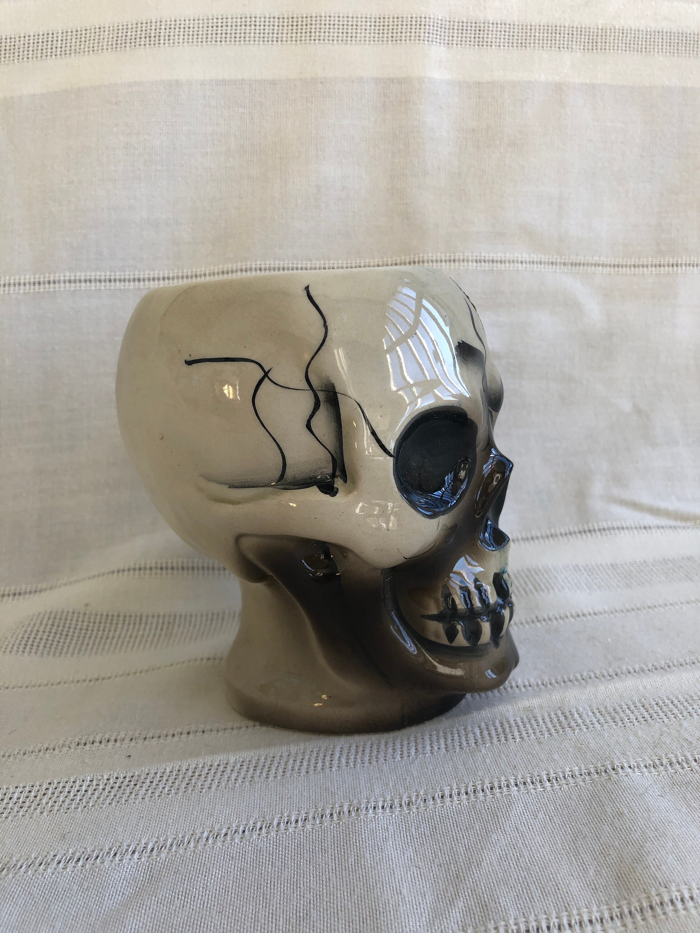 Vintage SKULL Ceramic Cup, Midcentury 1970s NORCREST Large Coffee or ...
