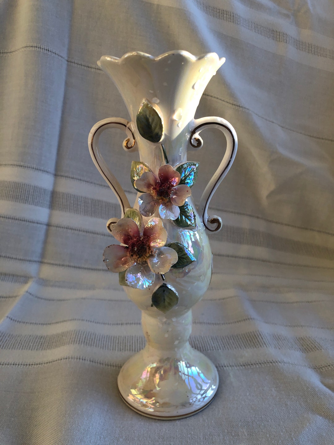 Two Handle Ceramic Vase, Vintage Norcrest Lusterware, Porcelain Vases ...