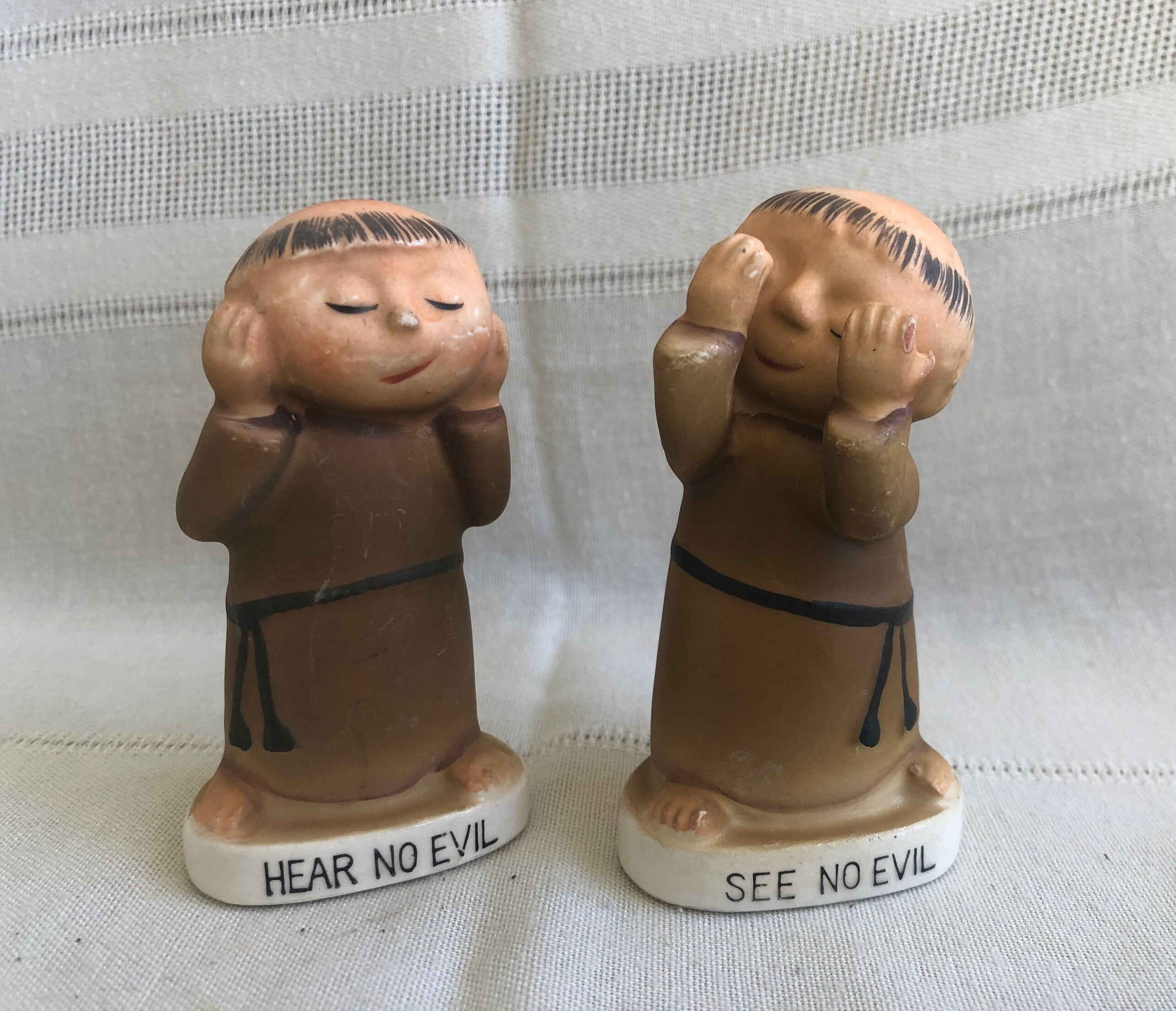 RARE Vintage Ceramic MONK Friar Tuck PAIR of 2 See No Evil - Etsy