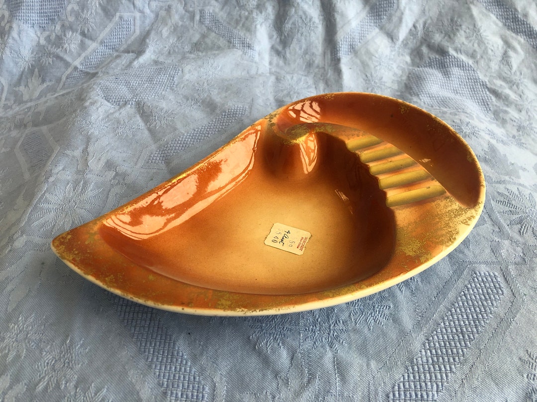 MCM 1960s Atomic Orange Ashtray or Trinket Dish, Midcentury Catch All ...