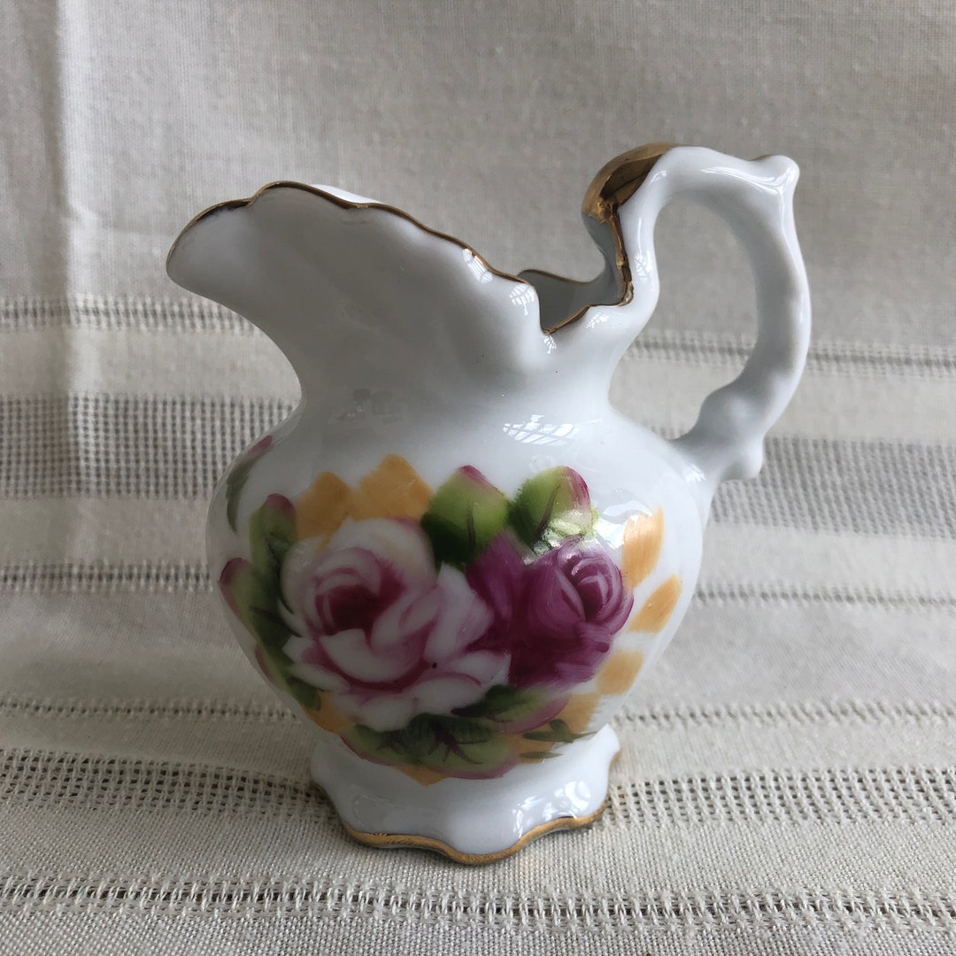 Cream Pitcher, Vintage Creamer, Small Floral Pitcher, Vintage Pitcher ...