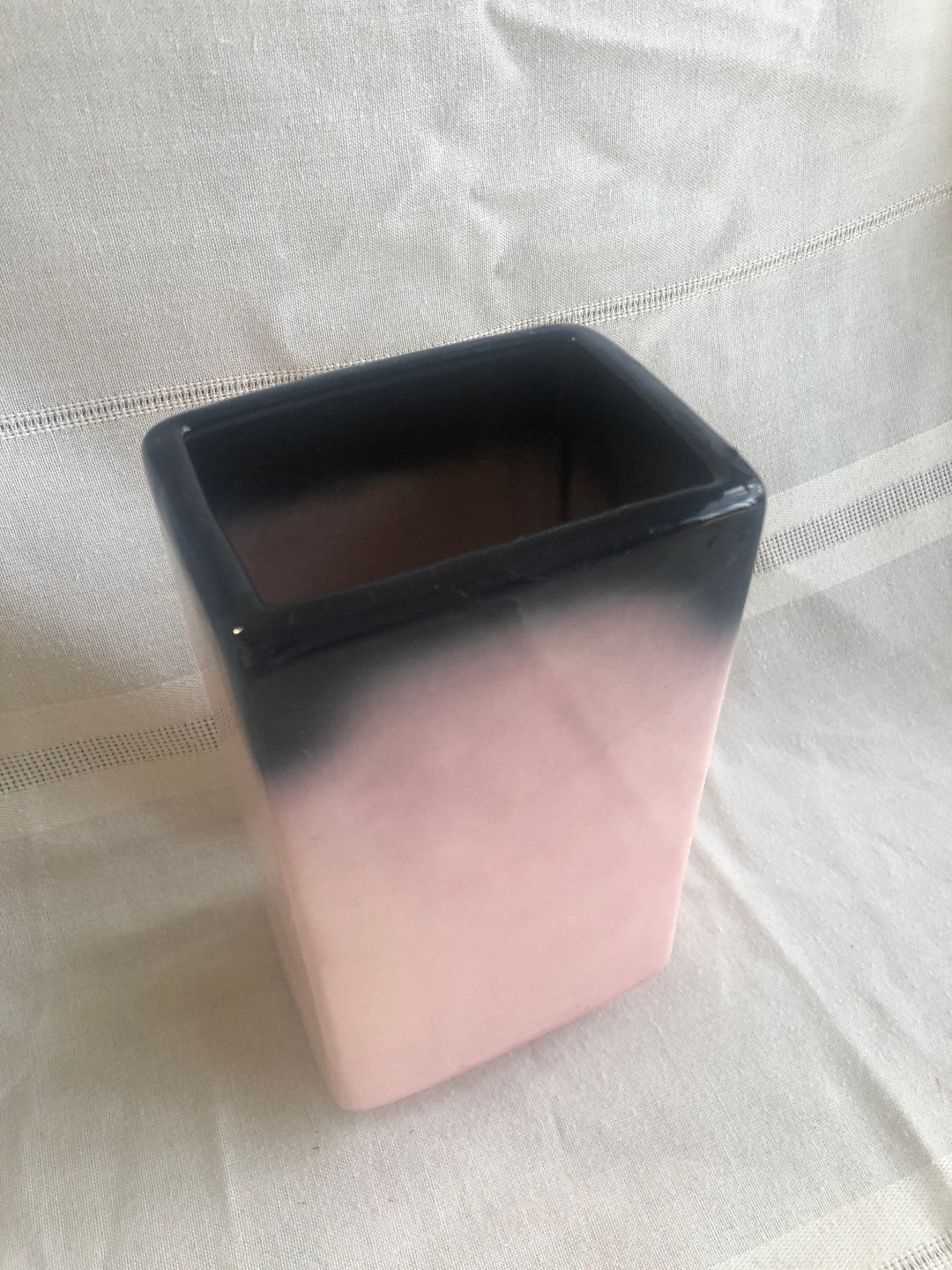 Midcentury Modern Rectangle Vase, Vintage Indoor Plant Pot, Pink Black ...