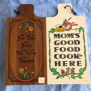 Midcentury Bread Board Plaques, Kitchen Wall Decor Wood Plaque, 1980 ...