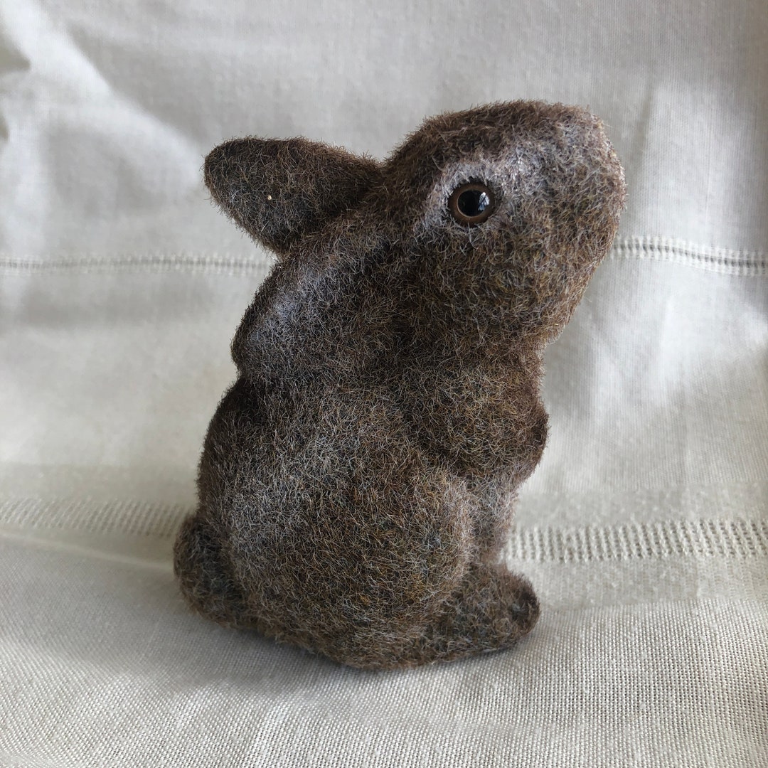 Flocked EASTER Bunny, Vintage Ceramic Rabbit, Flocked Rabbit, Ceramic ...