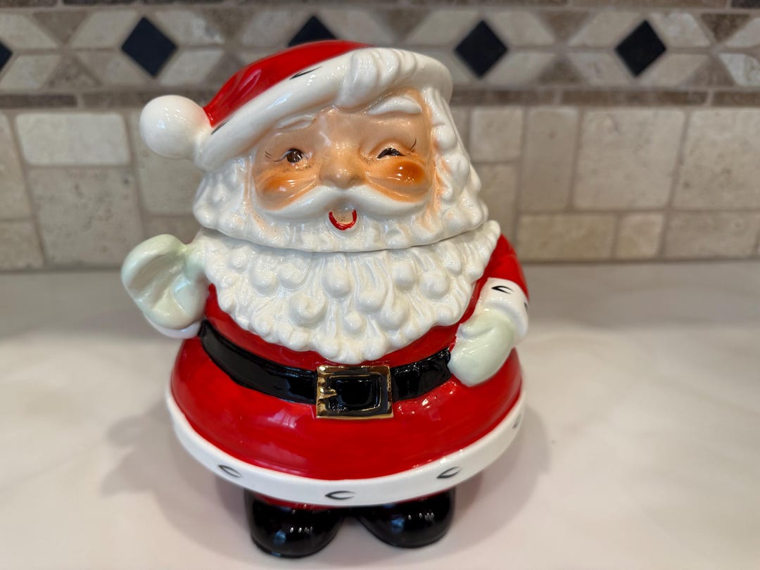 Vintage Ceramic SANTA Cookie Jar, Midcentury Christmas Canister, 1960s ...