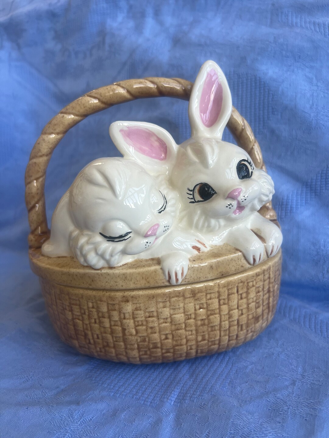 Vintage Ceramic EASTER Bunny Trinket Box, MINT CONDITION, Norcrest ...