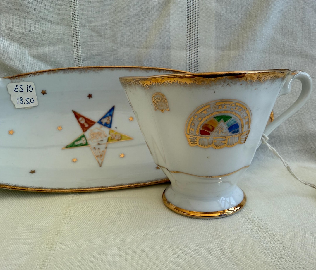 MASONIC Porcelain Mug Cup & Oval Dish, Set of 2, Vintage Freemasons ...