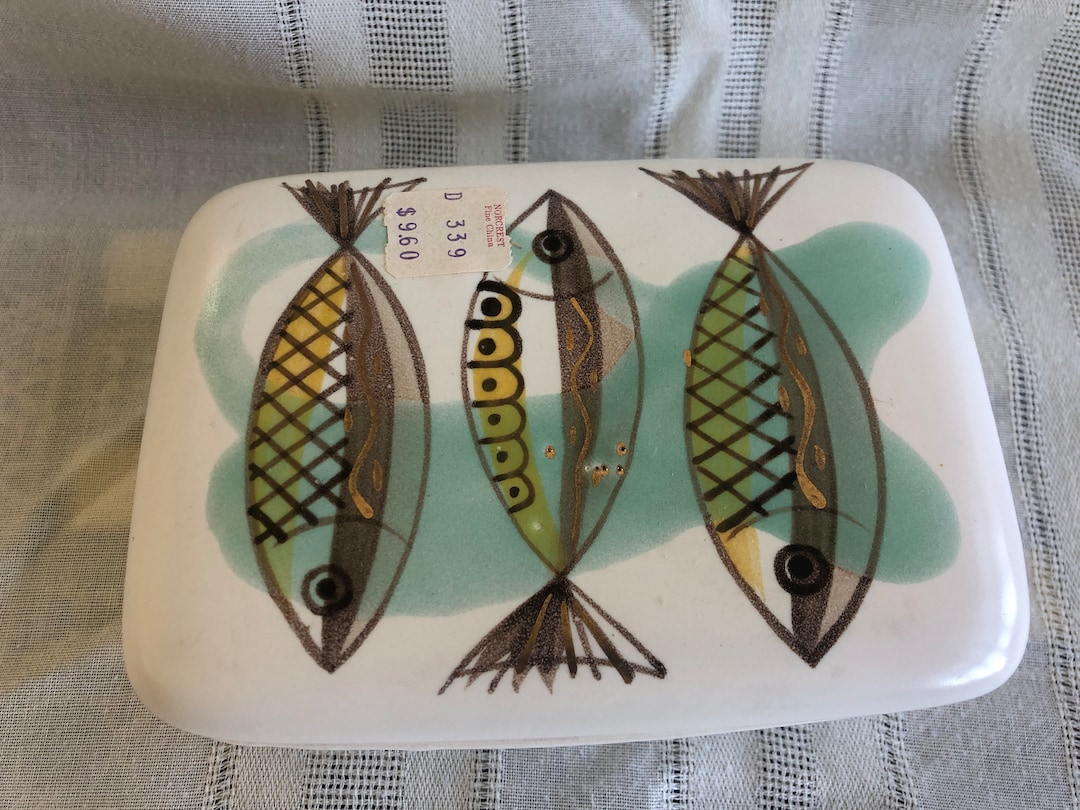 MINT MCM Atomic Ceramic Fish Ashtray, NORCREST Lidded Box With 2 Ash ...