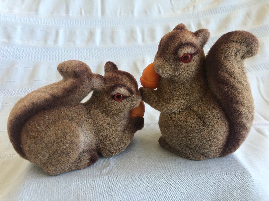 MCM Squirrel Coin Bank, Flocked Piggy Bank, Squirrels Vintage Ceramic ...