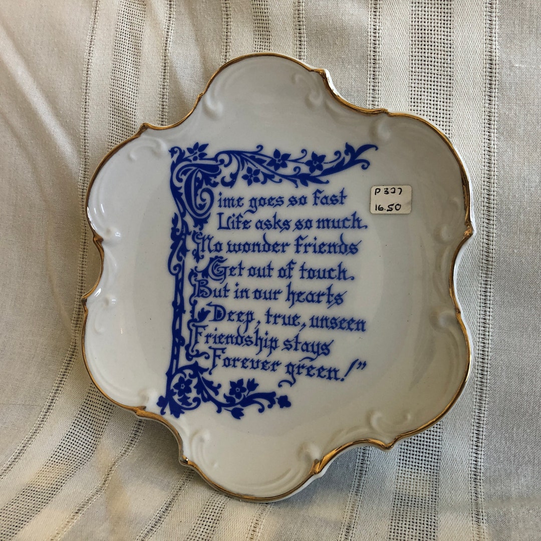 MINT Vintage NORCREST Blue Poem Plate, 1960s Ceramic Decorative Wall ...