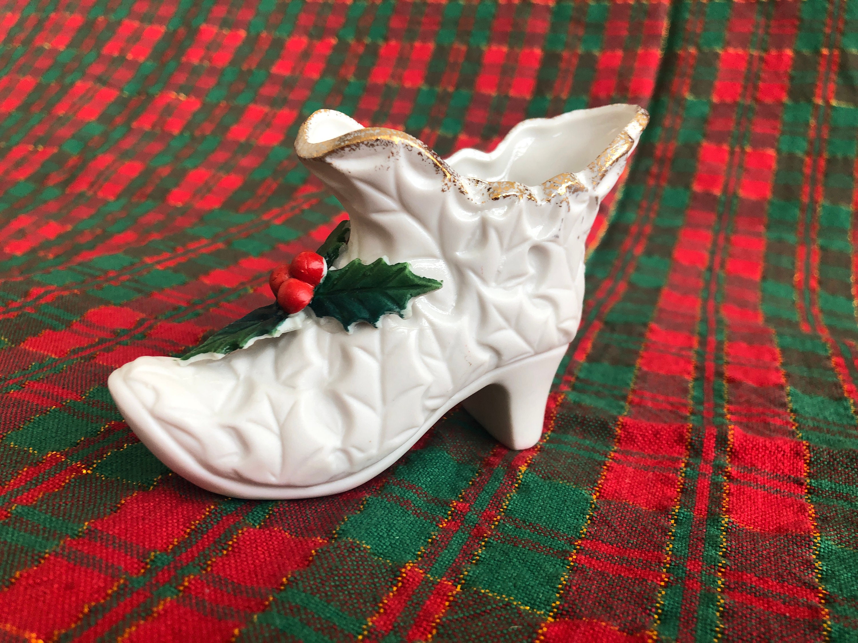 Vintage Ceramic Santa's Boot, 1950s Christmas Shoes, Midcentury Small ...