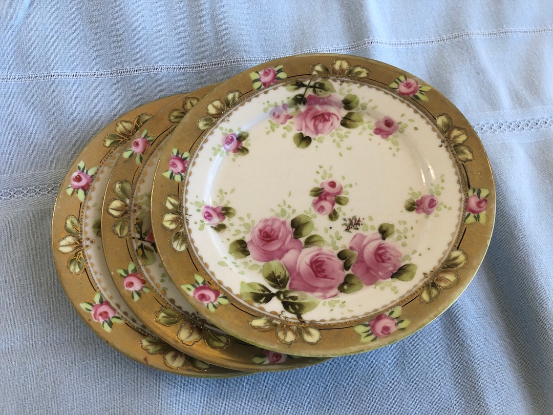 1930s Matching Pink Rose Nippon Saucers, Set of 3, Pre-wwii HAND ...