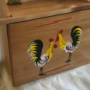 Vintage Wooden Box Rooster Wall Pocket, LARGE Mail Sorter Box ...