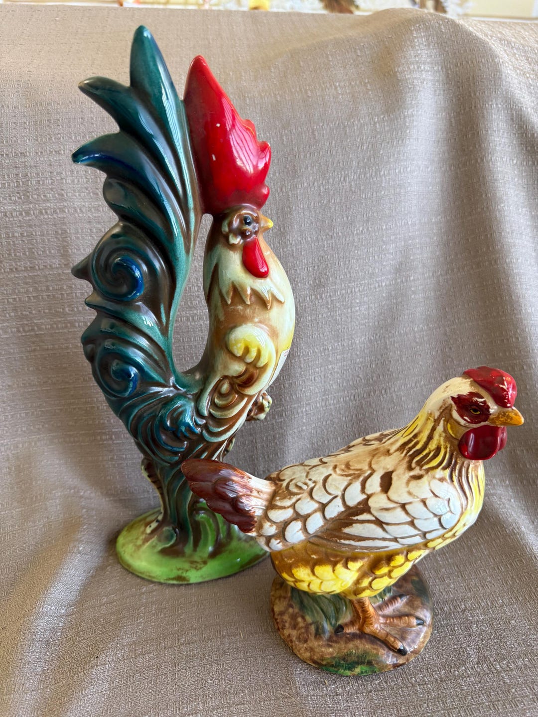 Vintage ROOSTER Figurines, 1960s Midcentury NORCREST Ceramic Statues ...