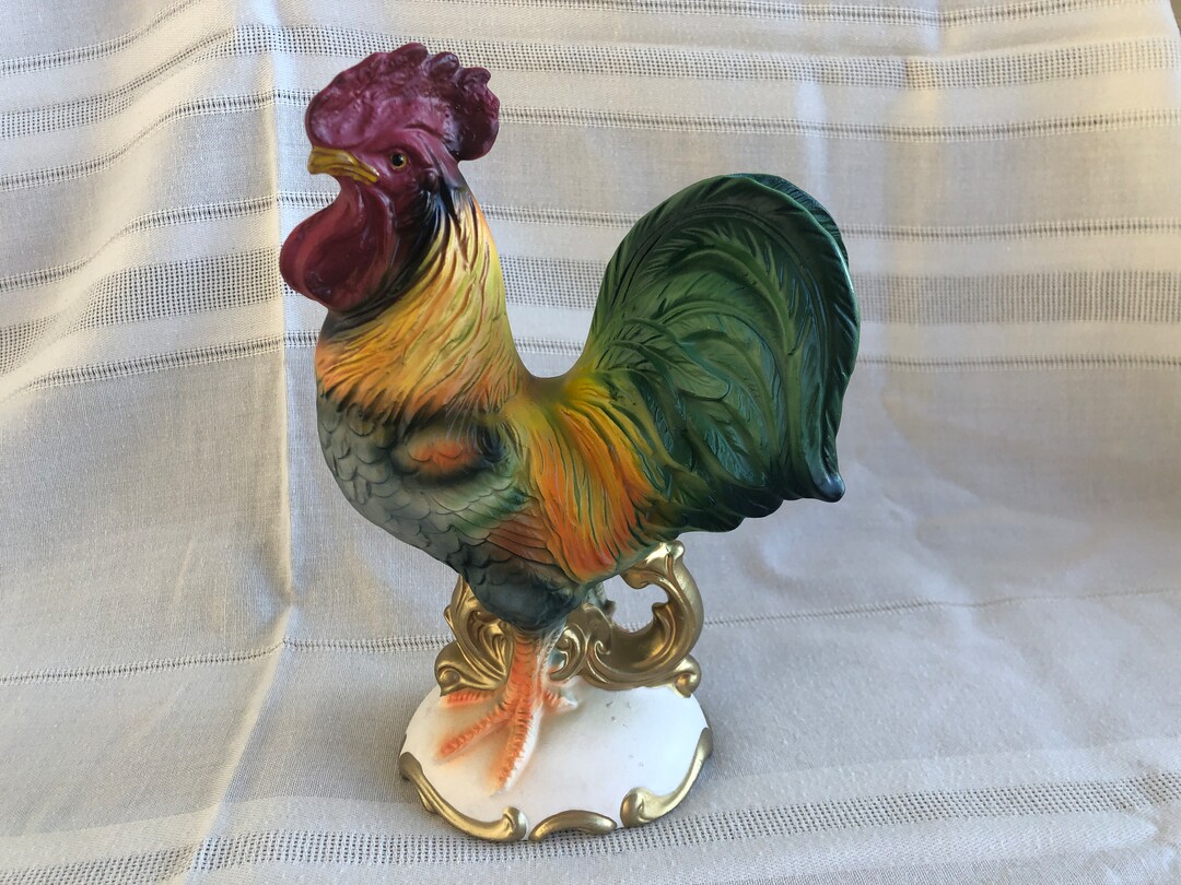 Vintage Ceramic Rooster Figurine, Porcelain Farmhouse Kitchen Decor ...