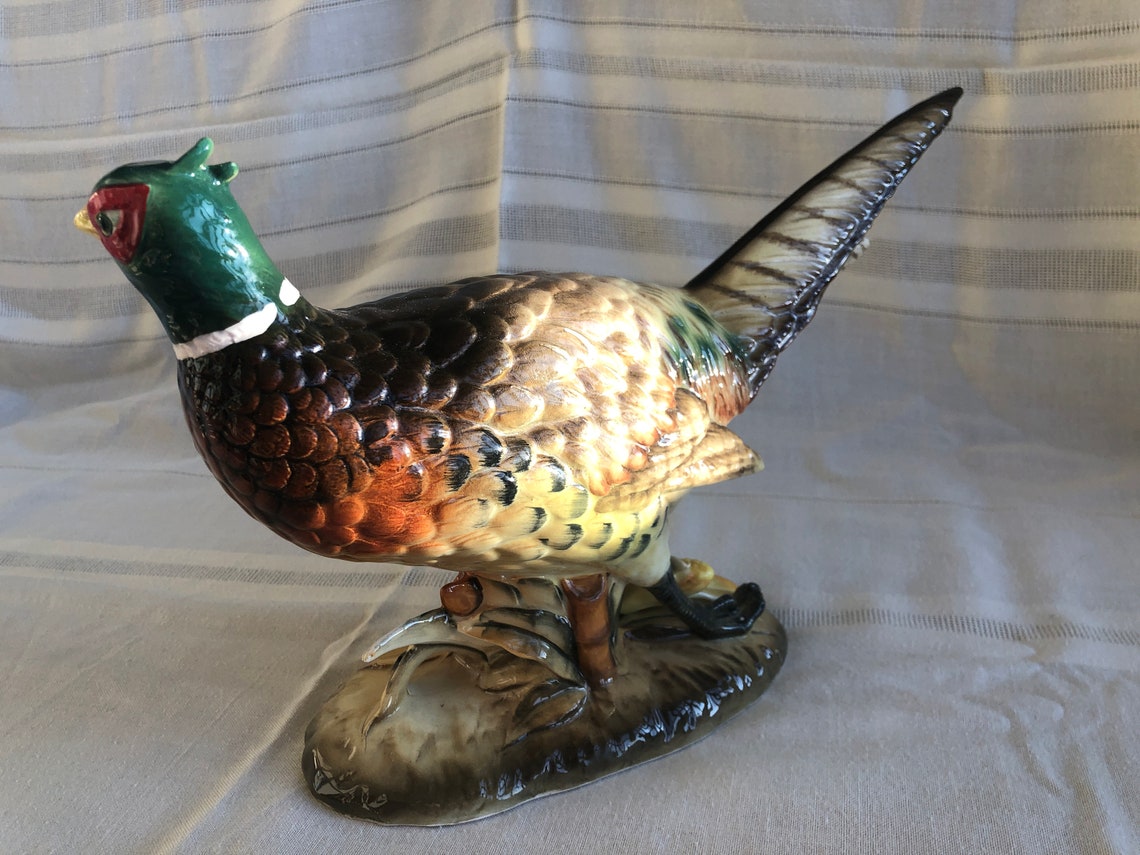 LARGE VINTAGE NORCREST Pheasant Figurine, Porcelain Collectible Stature ...