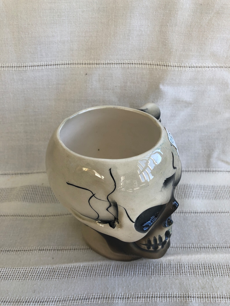 Vintage SKULL Ceramic Cup, Midcentury 1970s NORCREST Large Coffee or ...
