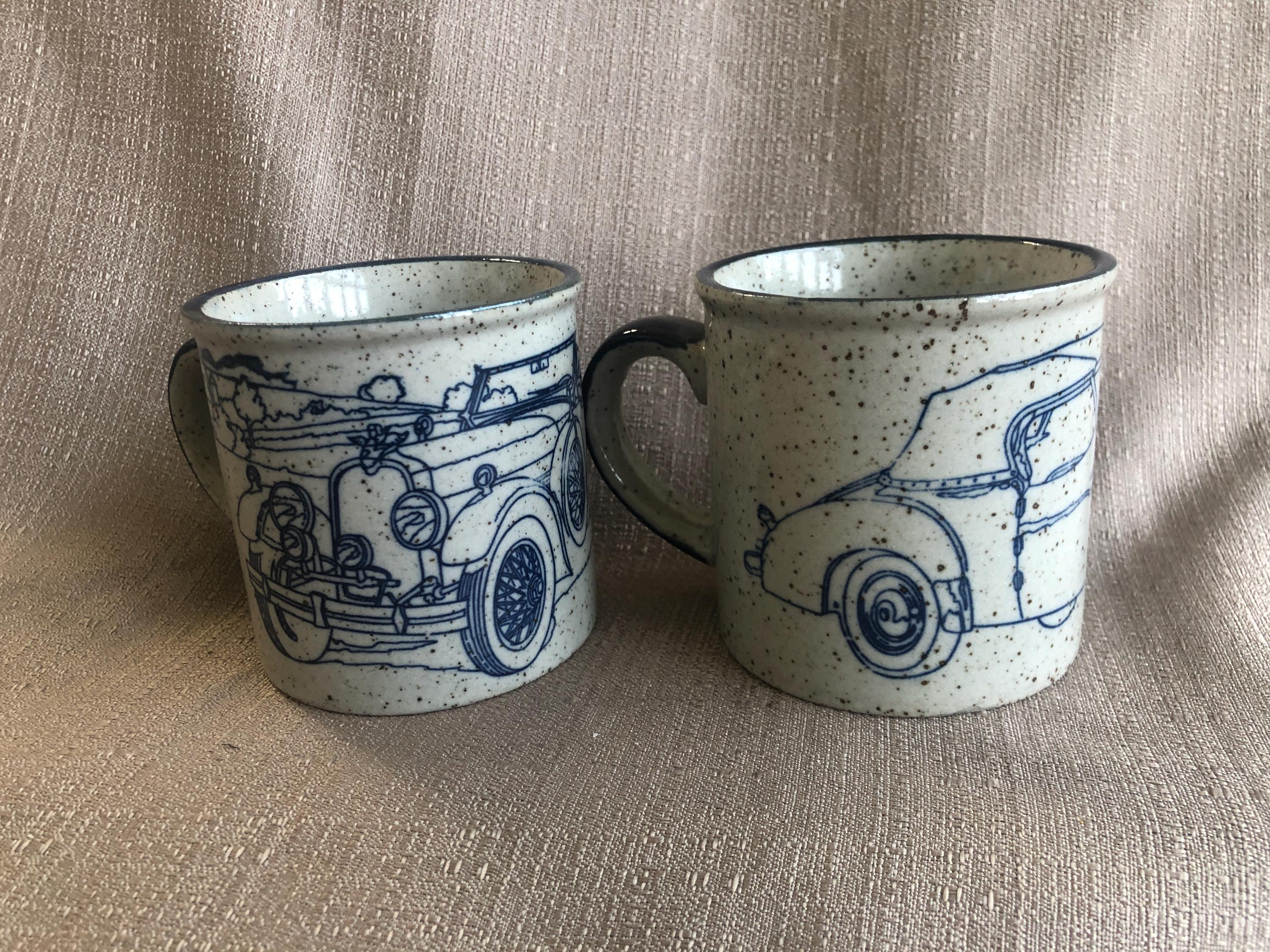 1960s Old Car Coffee Mugs, Set of 2, Midcentury Ceramic Car Mug, MCM ...