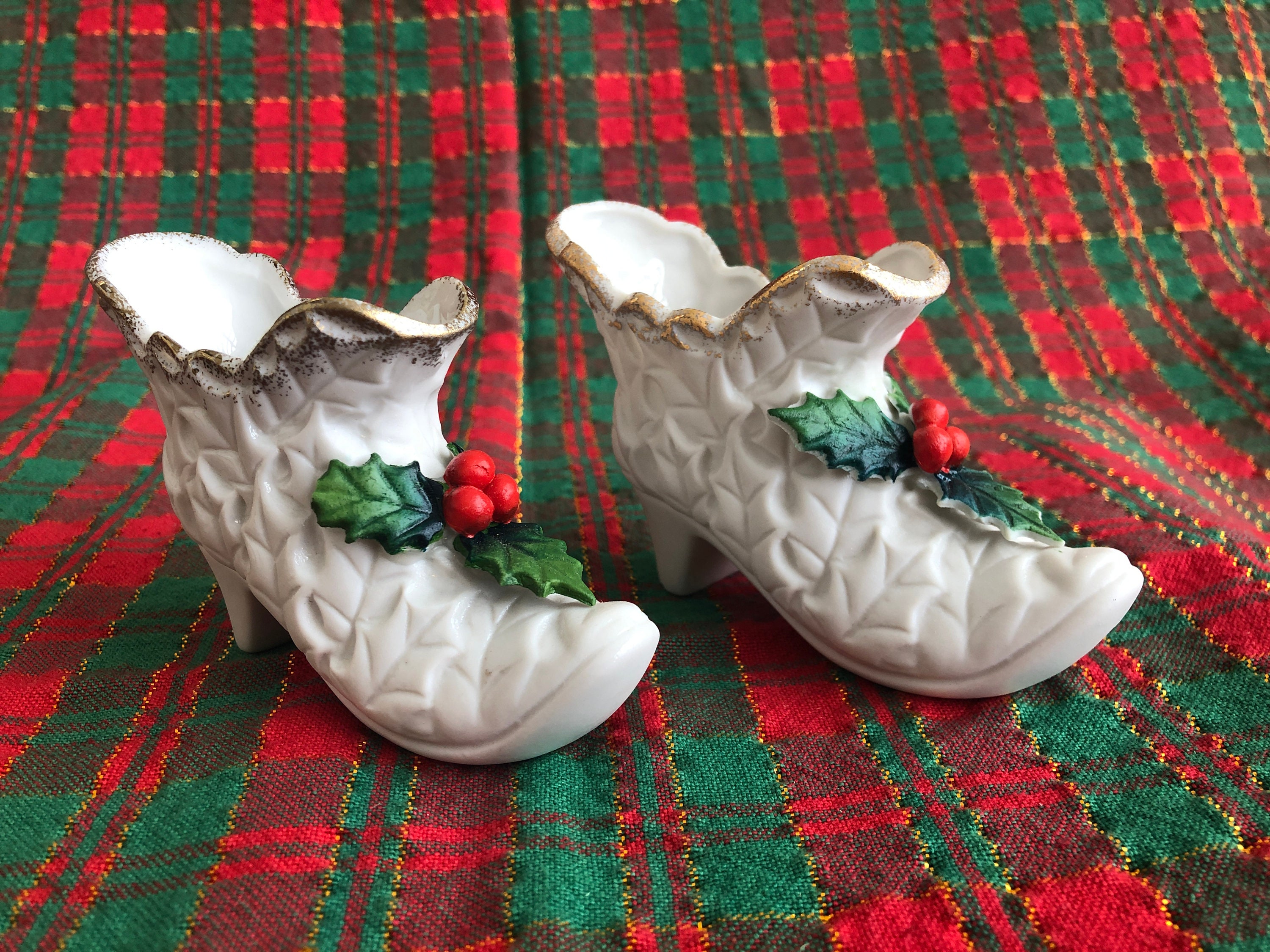 Vintage Ceramic Santa's Boot, 1950s Christmas Shoes, Midcentury Small ...