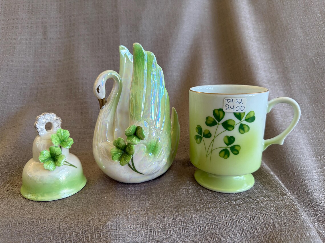 Vintage Porcelain Green Clover Items, MINT Condition, St Patty's Mug ...