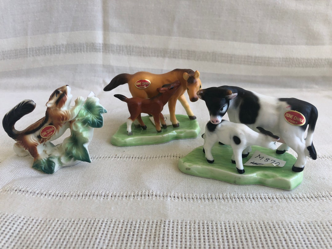Bone China Miniature Animals, Cow Statues, Chipmunk Figurines, Ceramic ...