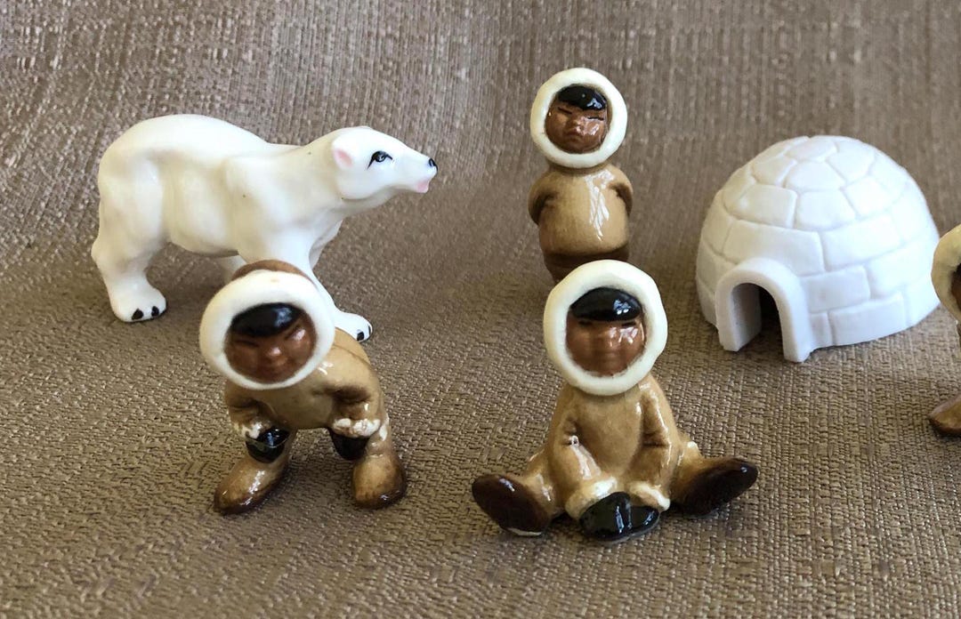 HAGEN RENAKER Miniature Eskimos Igloos Polar Bear, Retro Eskimo 3 ...