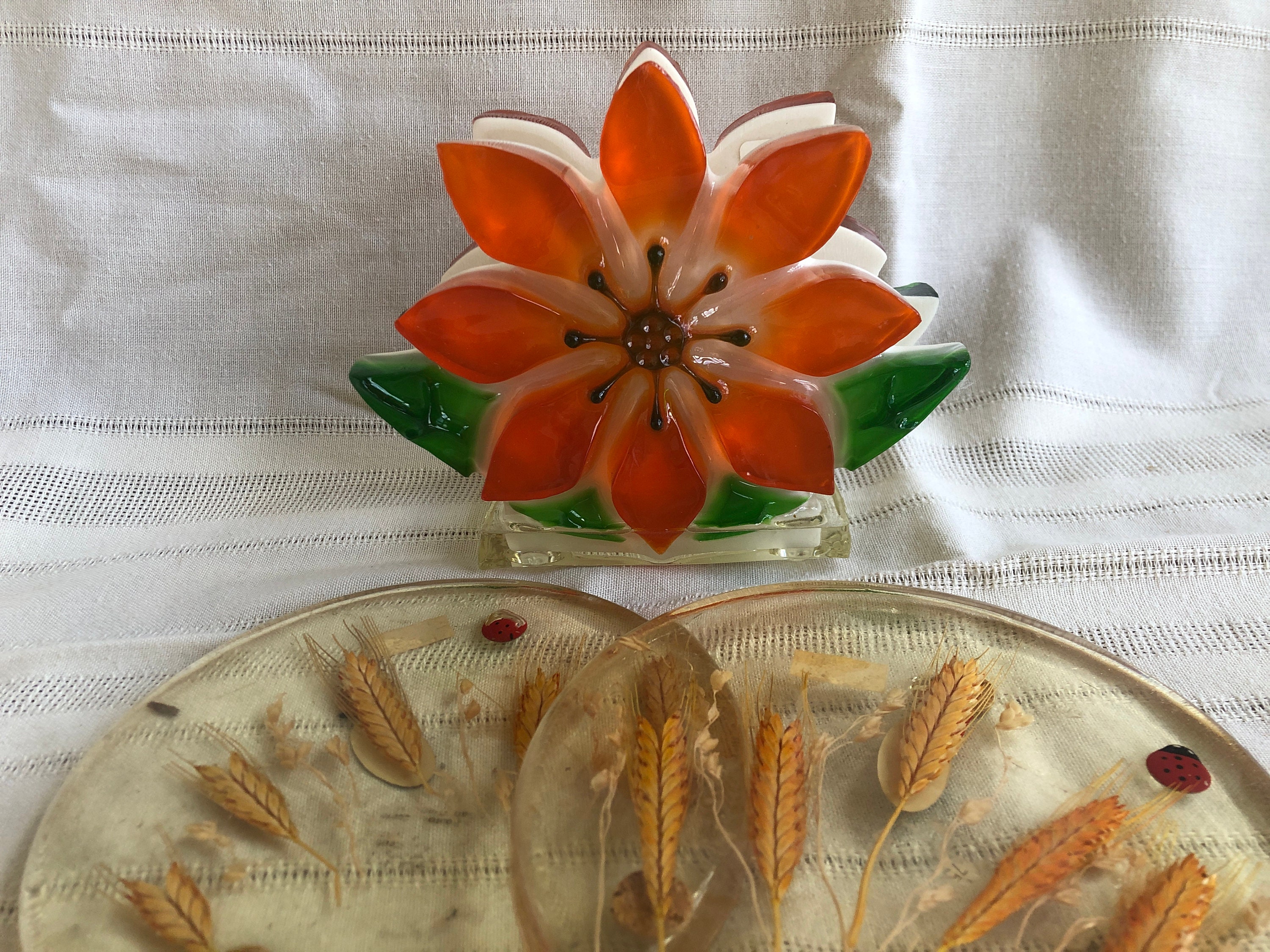 1960s Lucite Napkin Holder or Amber Trivets MINT Condition - Etsy