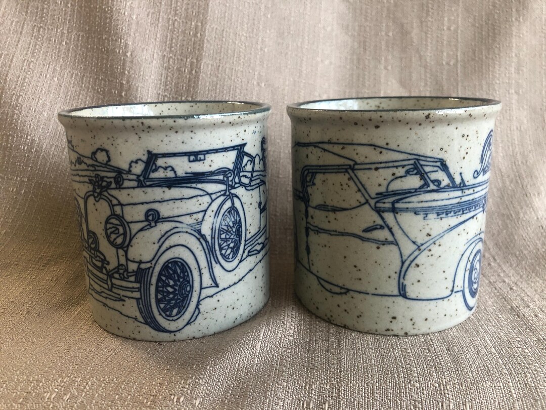 1960s Old Car Coffee Mugs, Set of 2, Midcentury Ceramic Car Mug, MCM ...