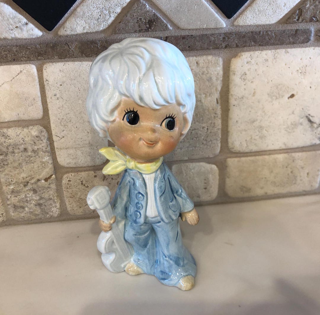 1970s Groovy Ceramic Boy With Guitar, Vintage Mod Porcelain Boy ...