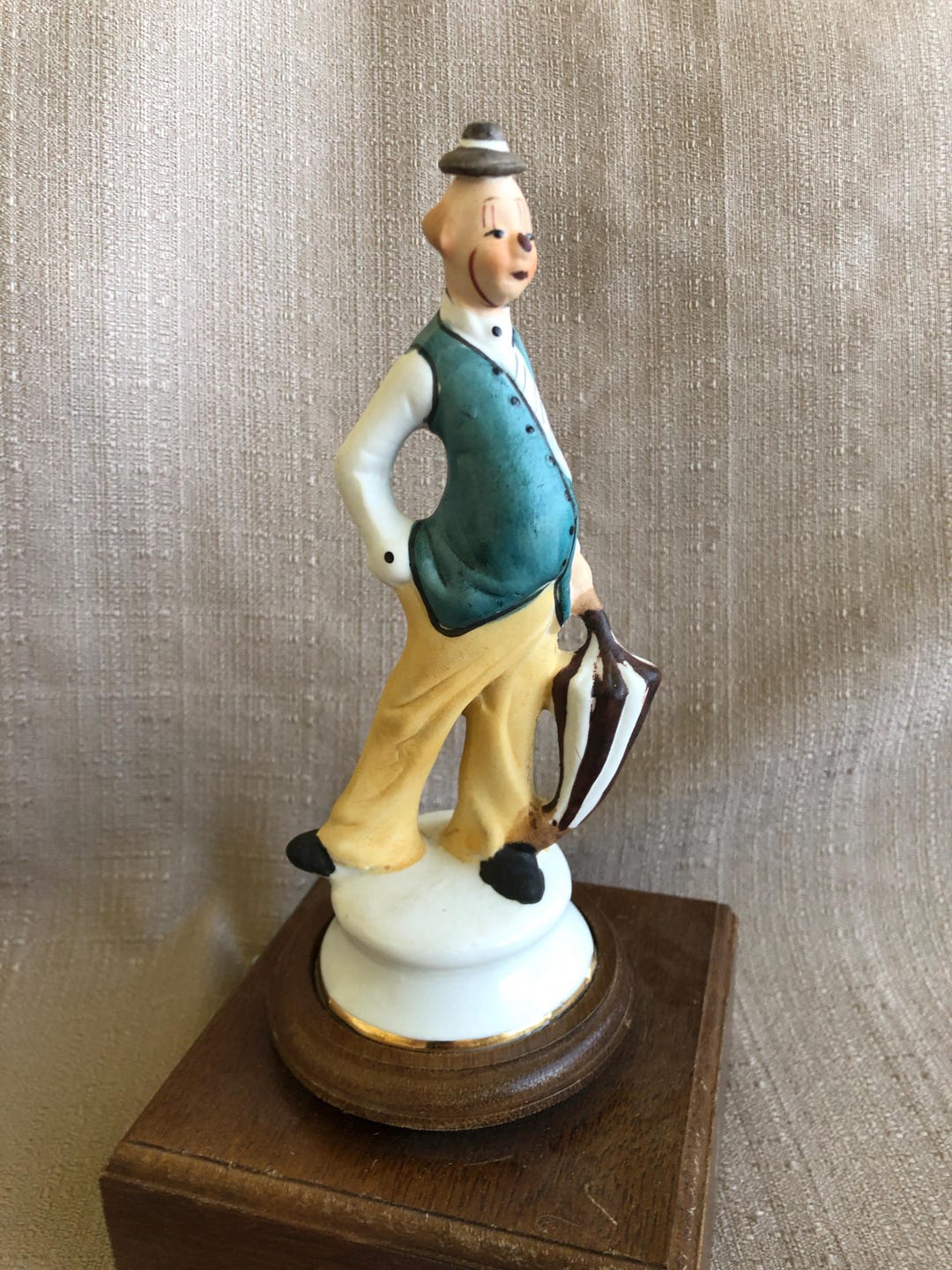 1970s Ceramic Clown Music Box, Vintage Rotating Musical Figurine on ...