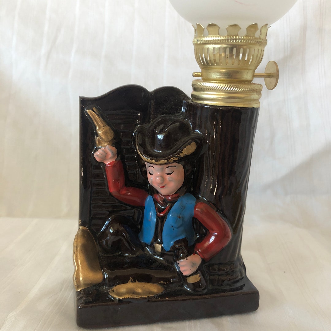 Cowgirl Lantern Vintage, NEVER USED Oil Lamp, 1960s Kitschy Bar Decor, Midcentury Cowboy ...