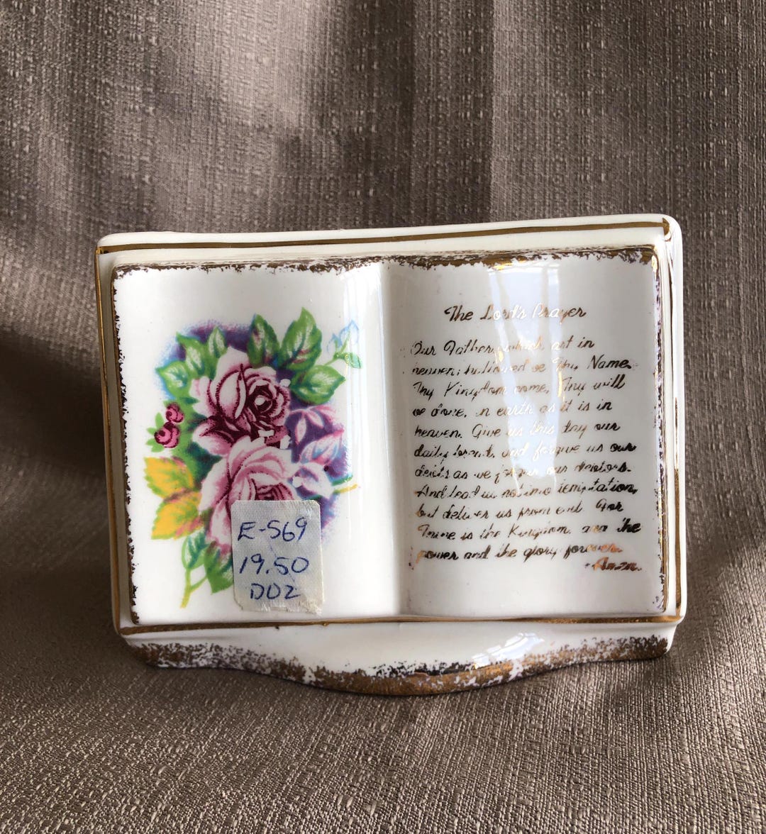 Ceramic Planter Religious, 1950s Vintage Prayer Book, the Lord's Prayer ...