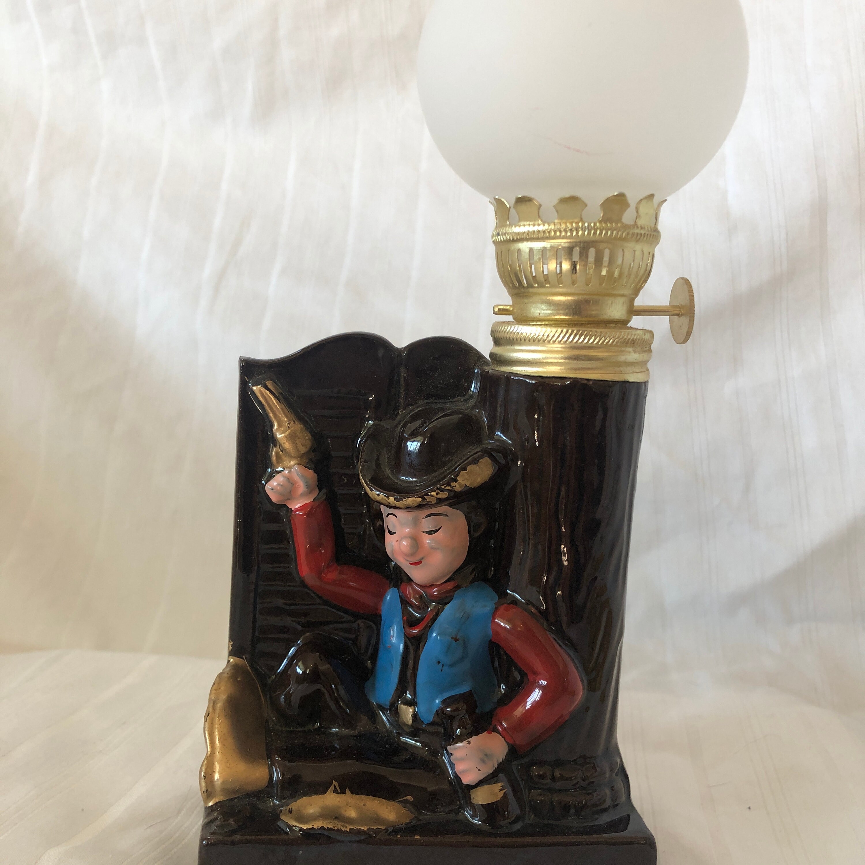 Cowgirl Lantern Vintage, NEVER USED Oil Lamp, 1960s Kitschy Bar Decor, Midcentury Cowboy ...