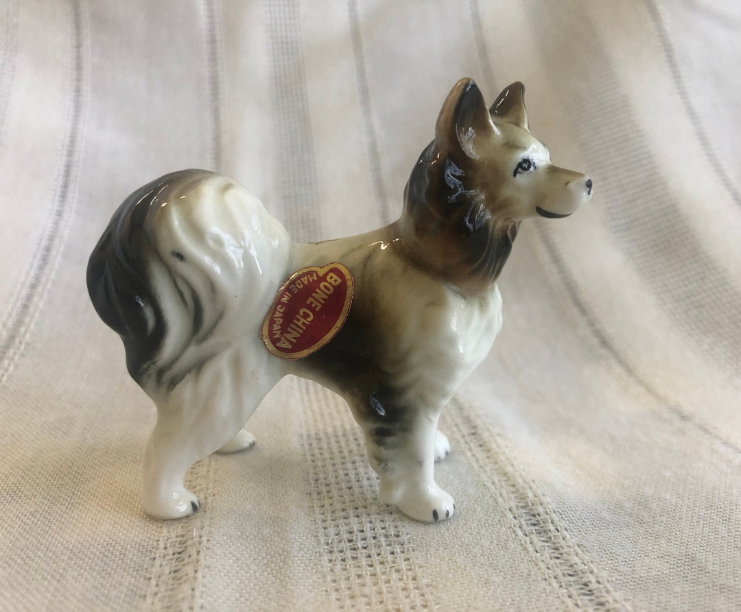 VINTAGE Ceramic Brown White Dog Figurine, Fine Bone China Porcelain ...