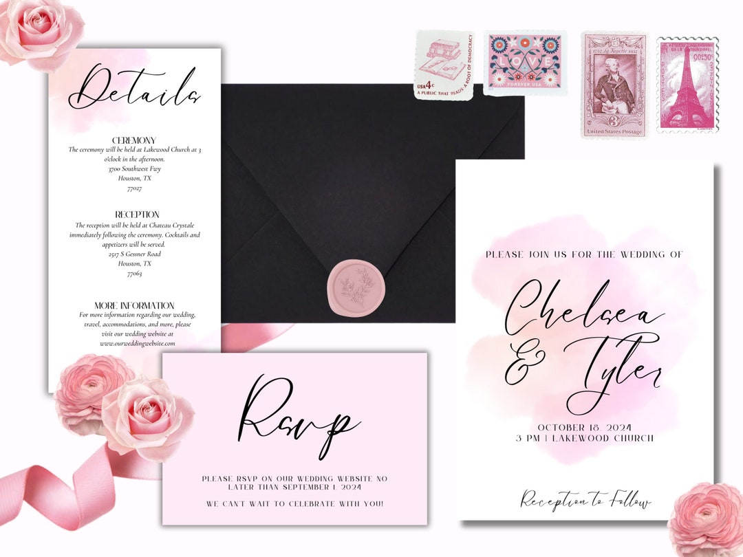 The Chelsea | Eclectic Watercolor Wedding Invitation Suite - Etsy