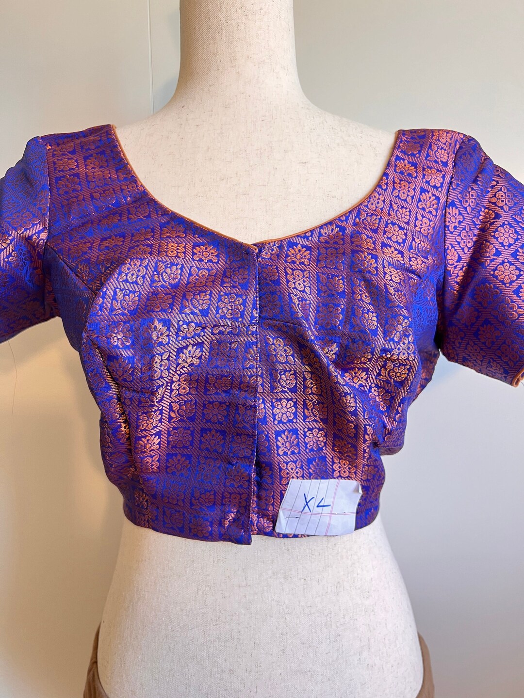 Blue Banarasi Brocade Saree Blouse, Copper Zari, Indian Wedding - Etsy