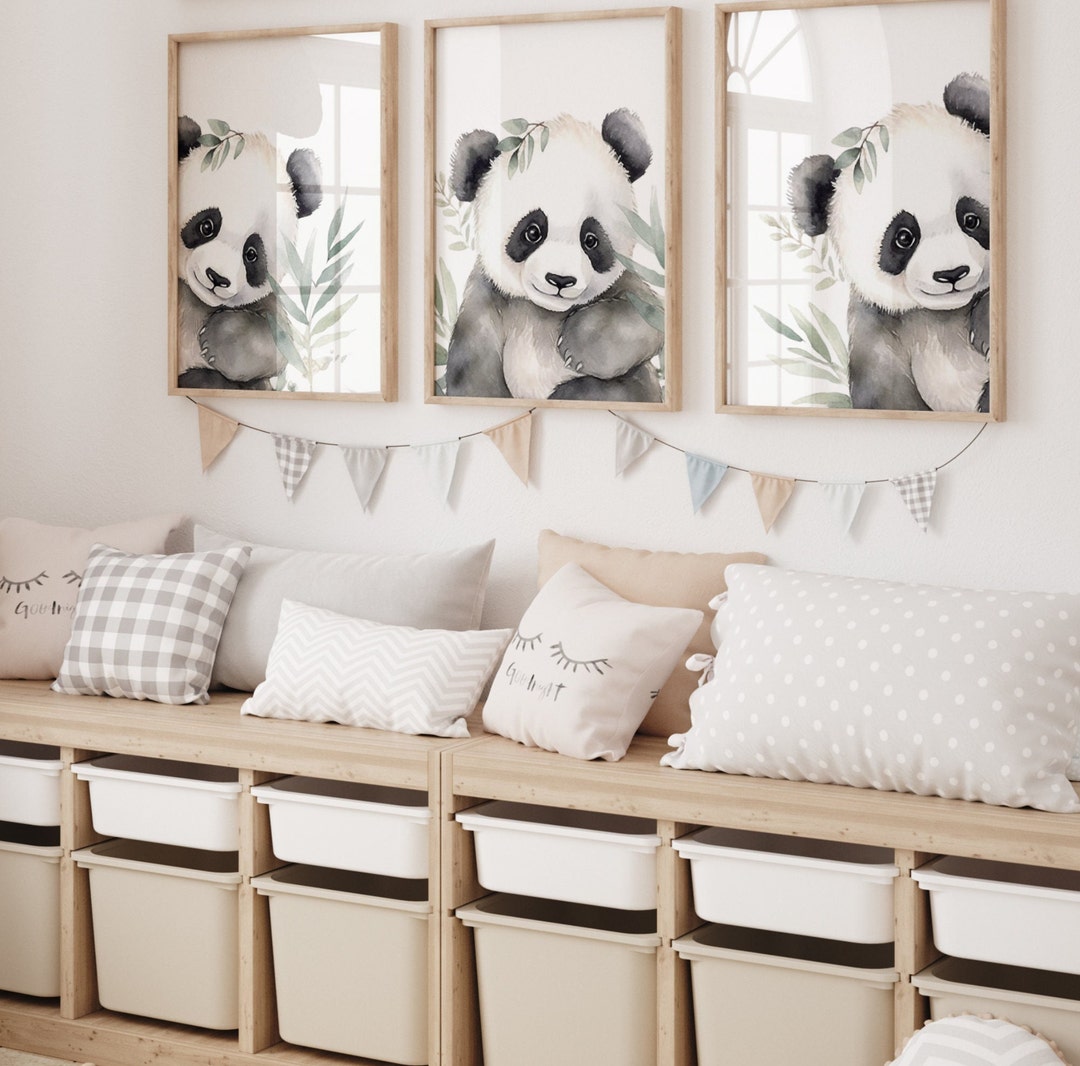 Panda Print, Panda Nursery Wall Art, Girl Nursery Print, Watercolour ...