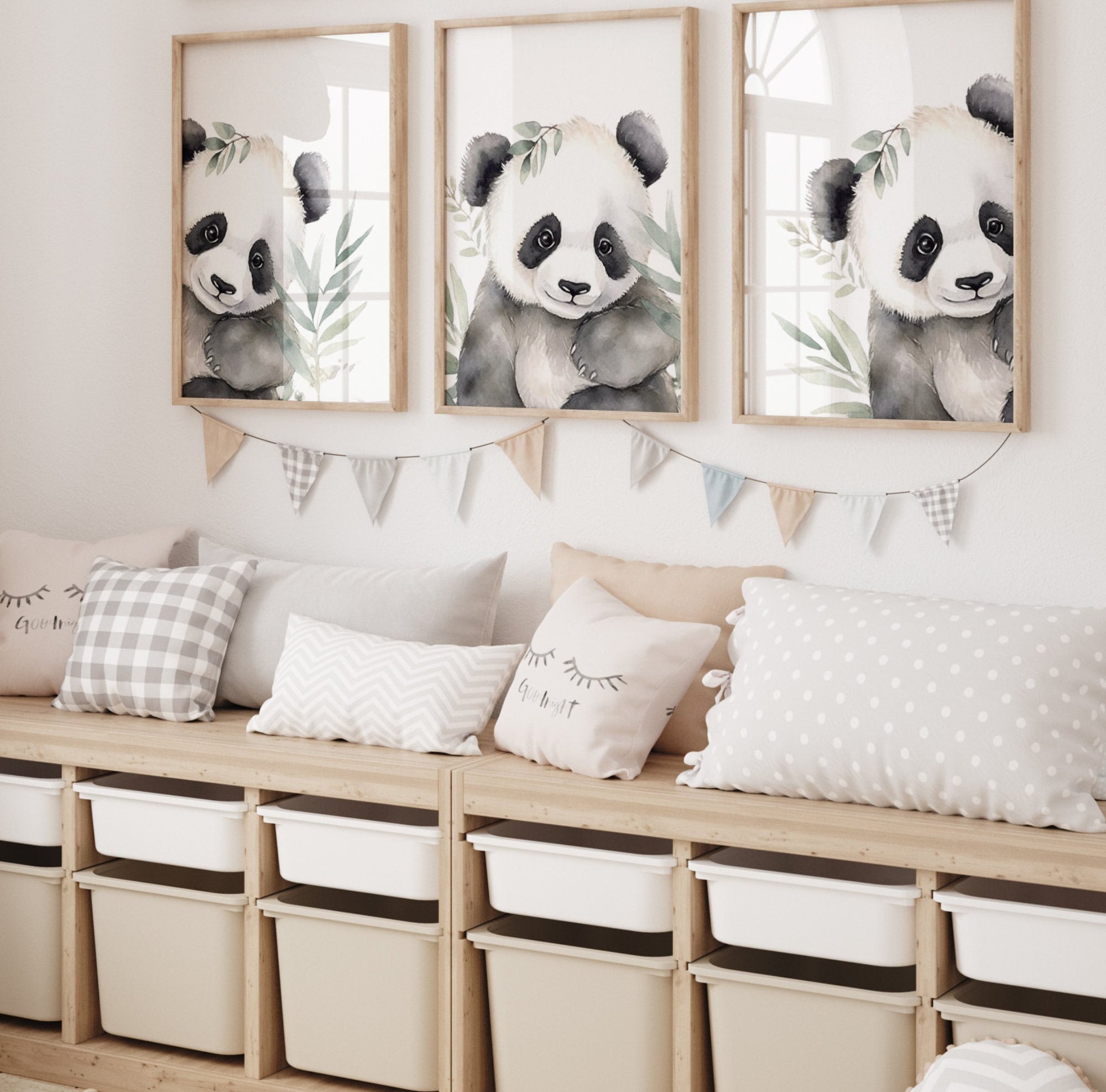 Panda Print, Panda Nursery Wall Art, Girl Nursery Print, Watercolour ...