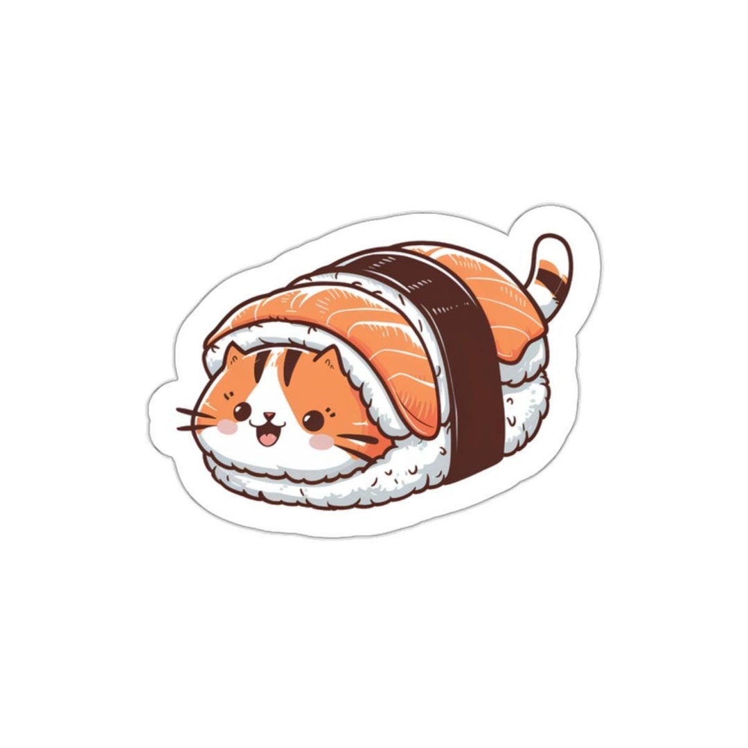Cute Sushi Cat Sticker Adorable Cat Sushi Roll Vinyl Sticker Kawaii Cat ...