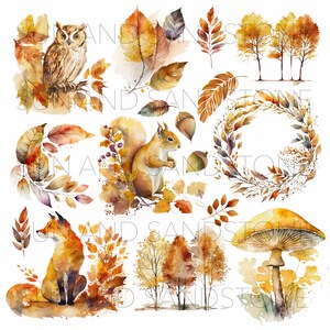 Autumn Clipart Bundle, Halloween Clipart Bundle, Watercolor Clipart ...