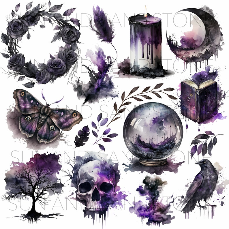 Witch Clipart, Halloween Clipart, Watercolor Halloween Clipart ...