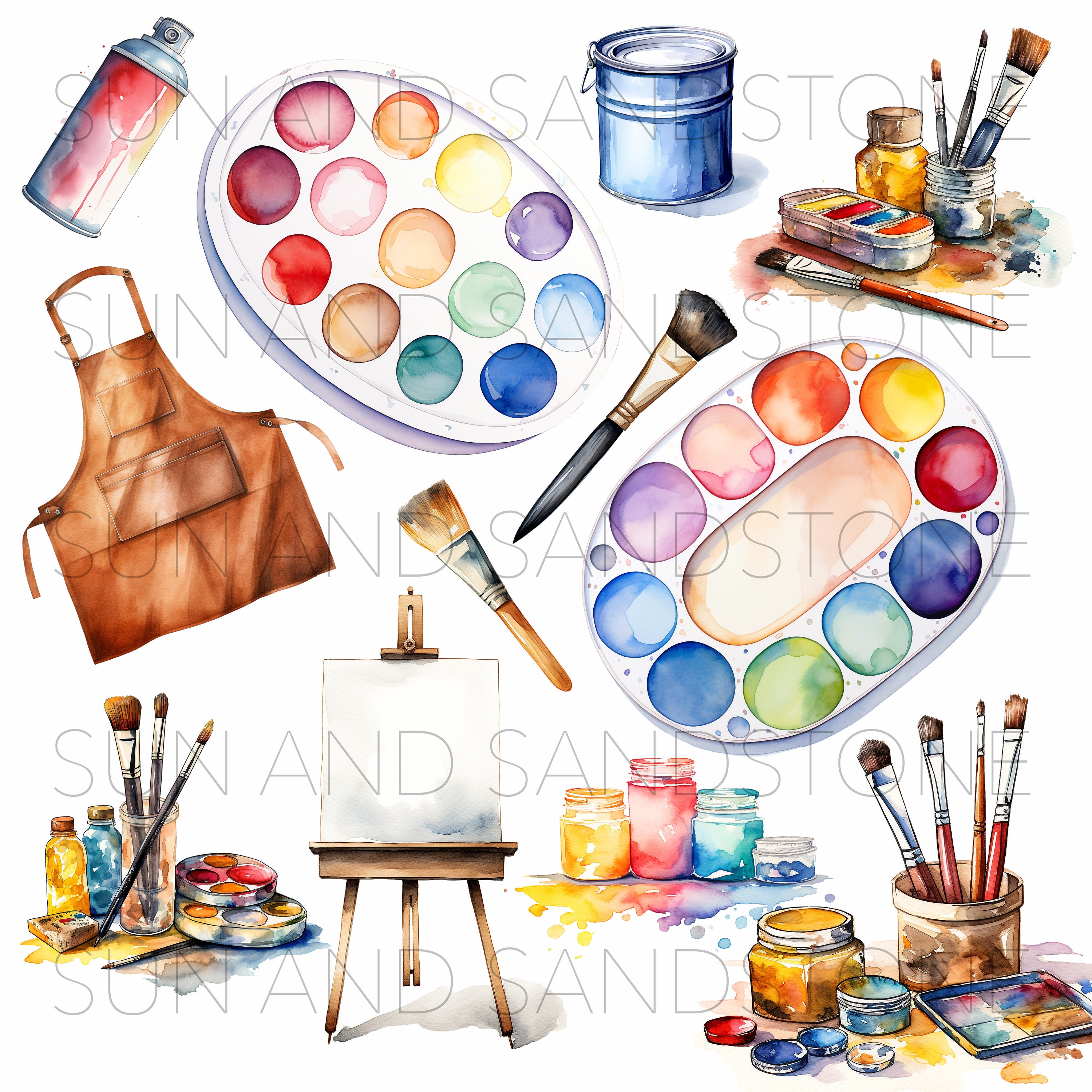 Watercolor Art Clipart, Paint Splatter, Artist Clipart, Painting ...