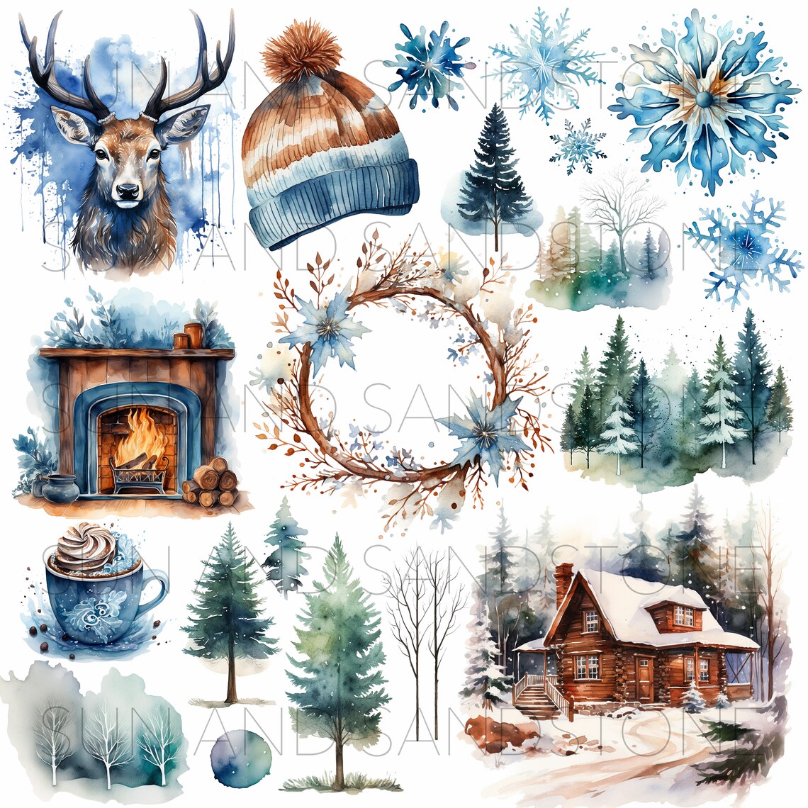 Cozy Winter Clipart, Christmas Clipart, Winter Clipart, Watercolor ...