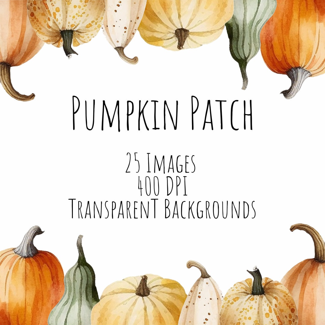 Pumpkin Patch, Watercolor Pumpkin Clipart, Cozy Autumn, Watercolor ...