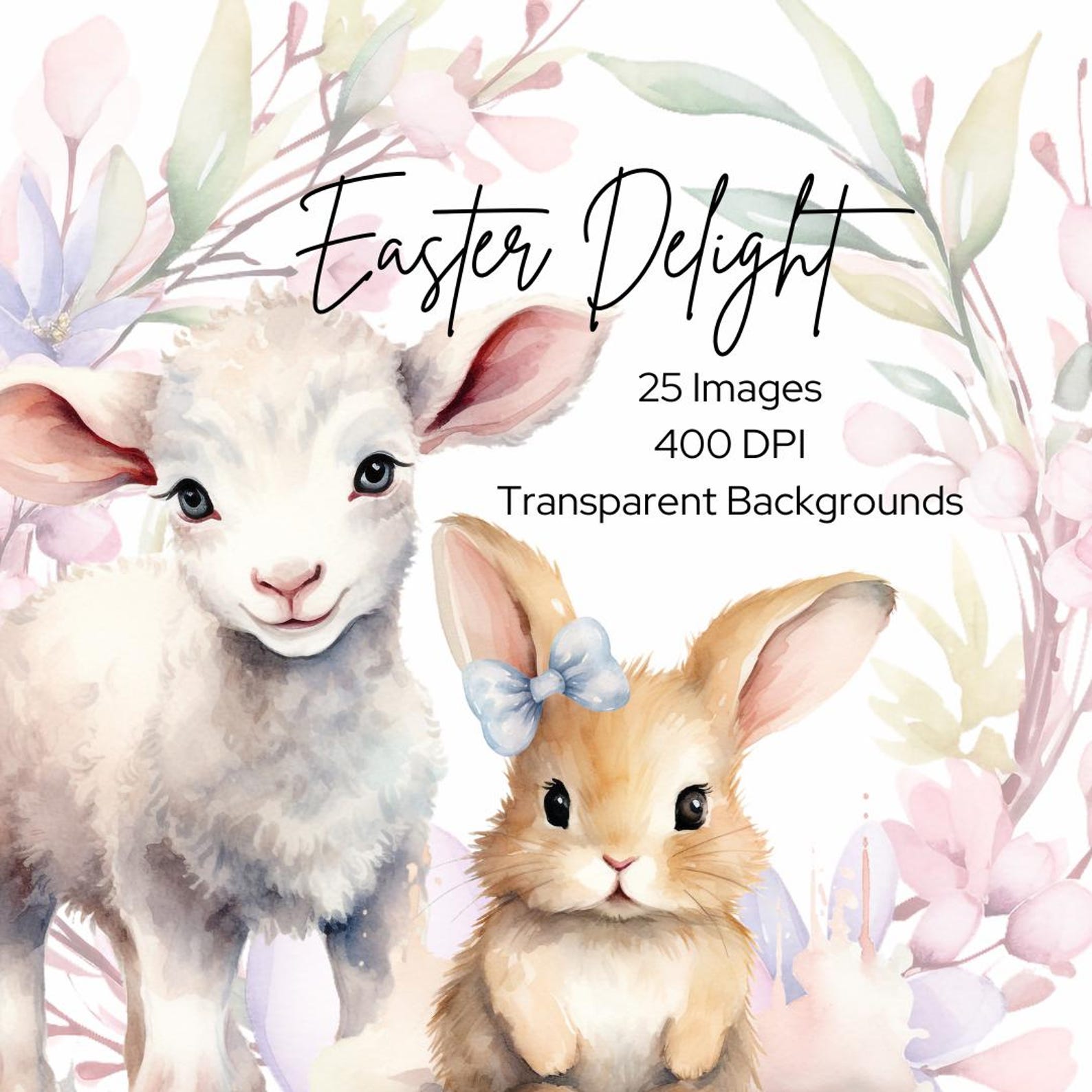 Watercolor Easter Clipart, Easter Eggs, Watercolor Bunnies, Nursery ...