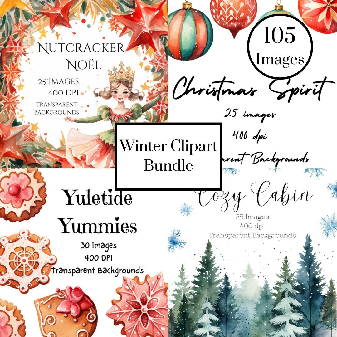 Winter Clipart Bundle, Christmas Clipart Bundle, Holiday Clipart Bundle ...
