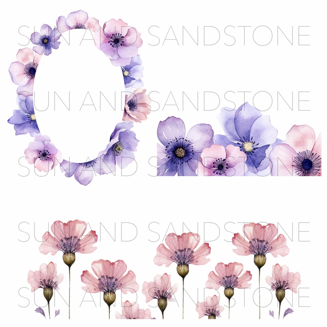 Lilac Watercolor Clipart, Watercolor Floral Clipart, Watercolor Flowers ...