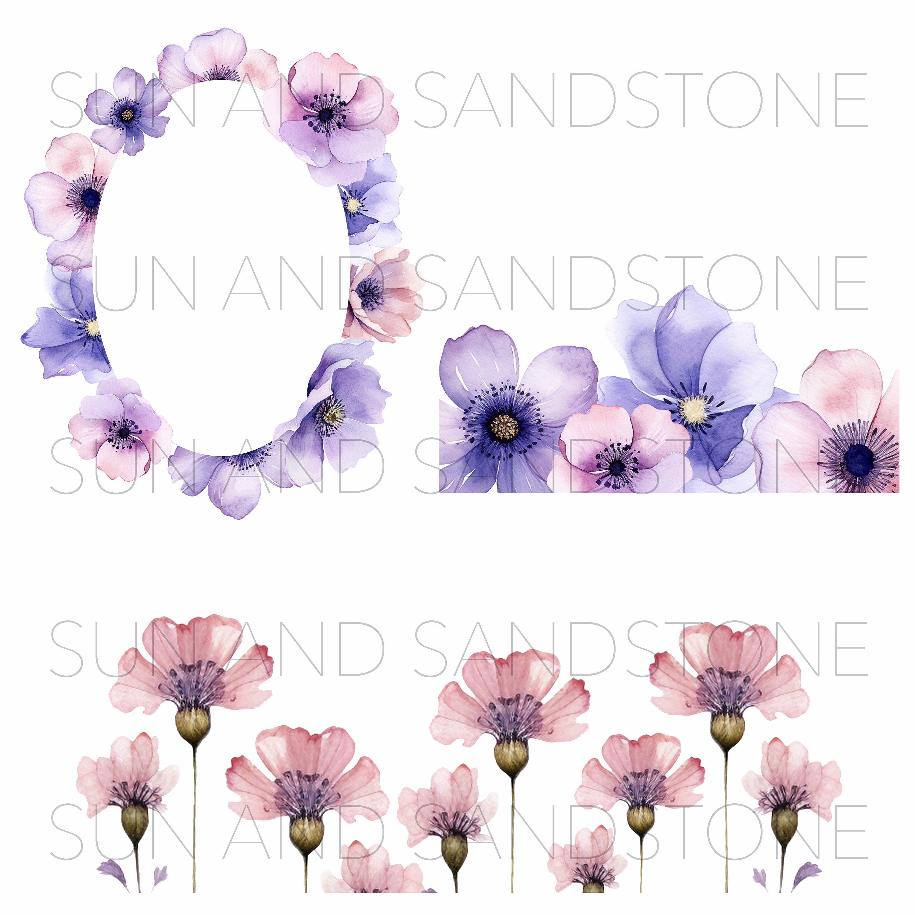 Lilac Watercolor Clipart, Watercolor Floral Clipart, Watercolor Flowers ...