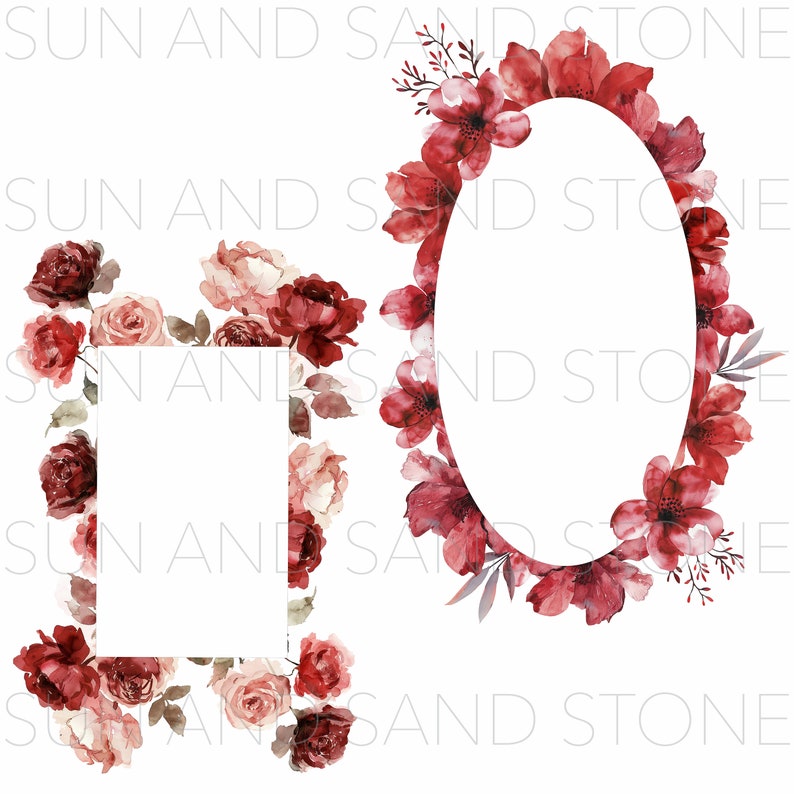 Watercolor Red Flower Clipart, Red and Blush Flower PNG, Floral Wedding ...